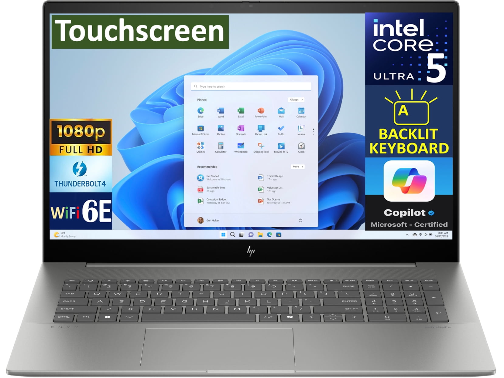 HP ENVY 17t-cw100 Laptop (Intel Ultra 5-125H 14-Core, 32GB DDR5 5600MHz ...