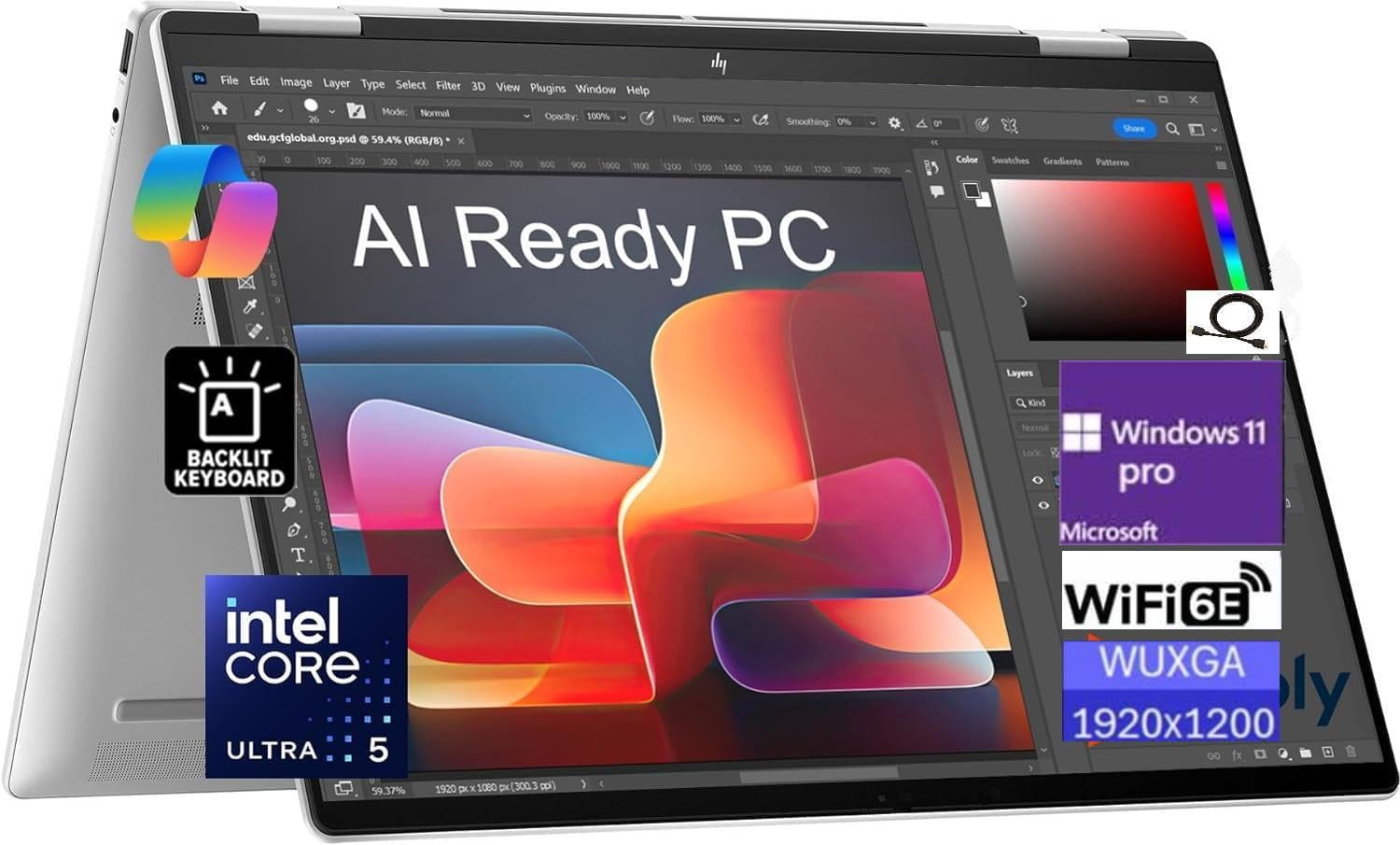 HP Envy 16" Wide Ultra XGA Touchscreen 2-in-1 Laptop, Built-in AI ...