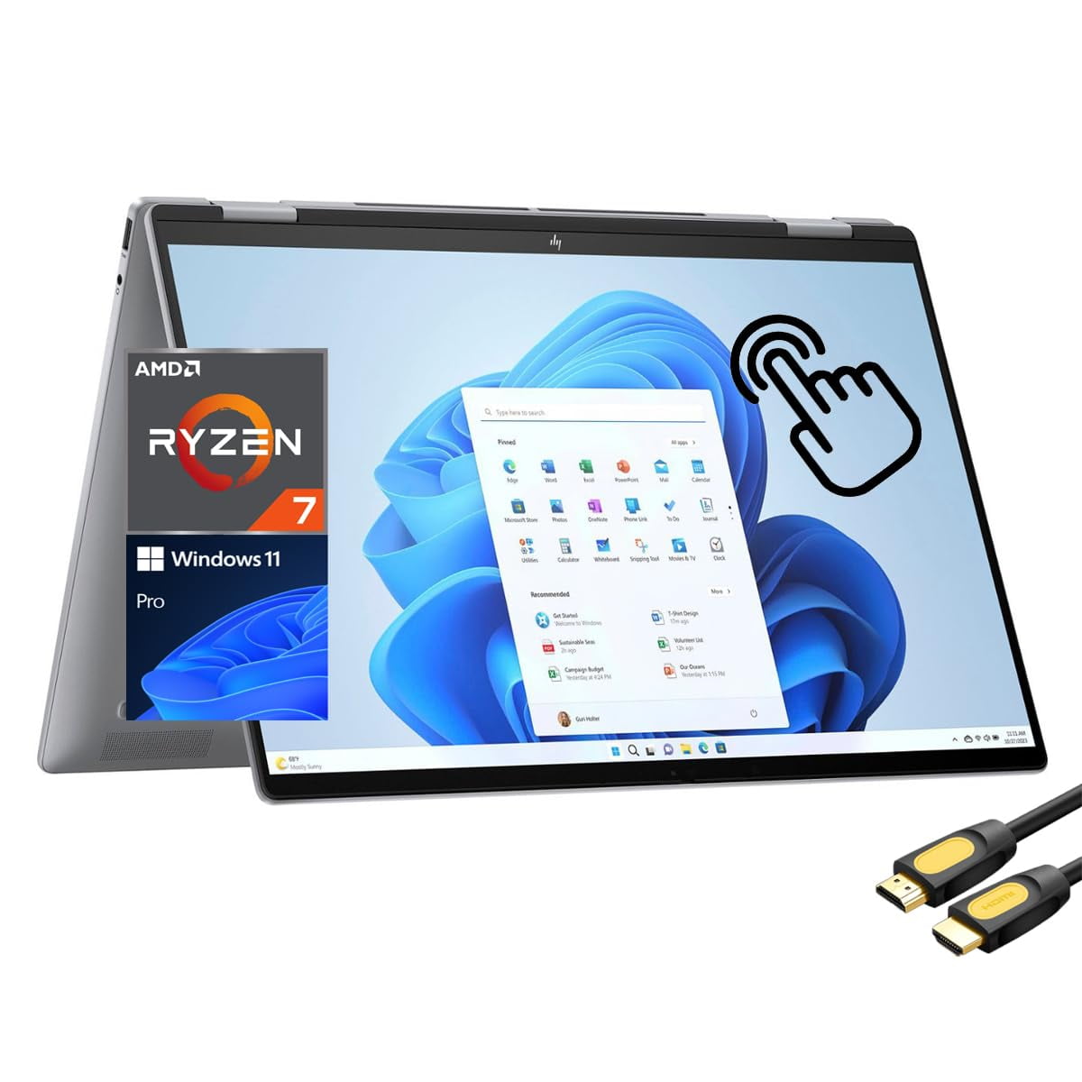 HP Envy 2-in-1 Laptop, 16" WUXGA IPS Touchscreen Display, AMD 8-Cores ...