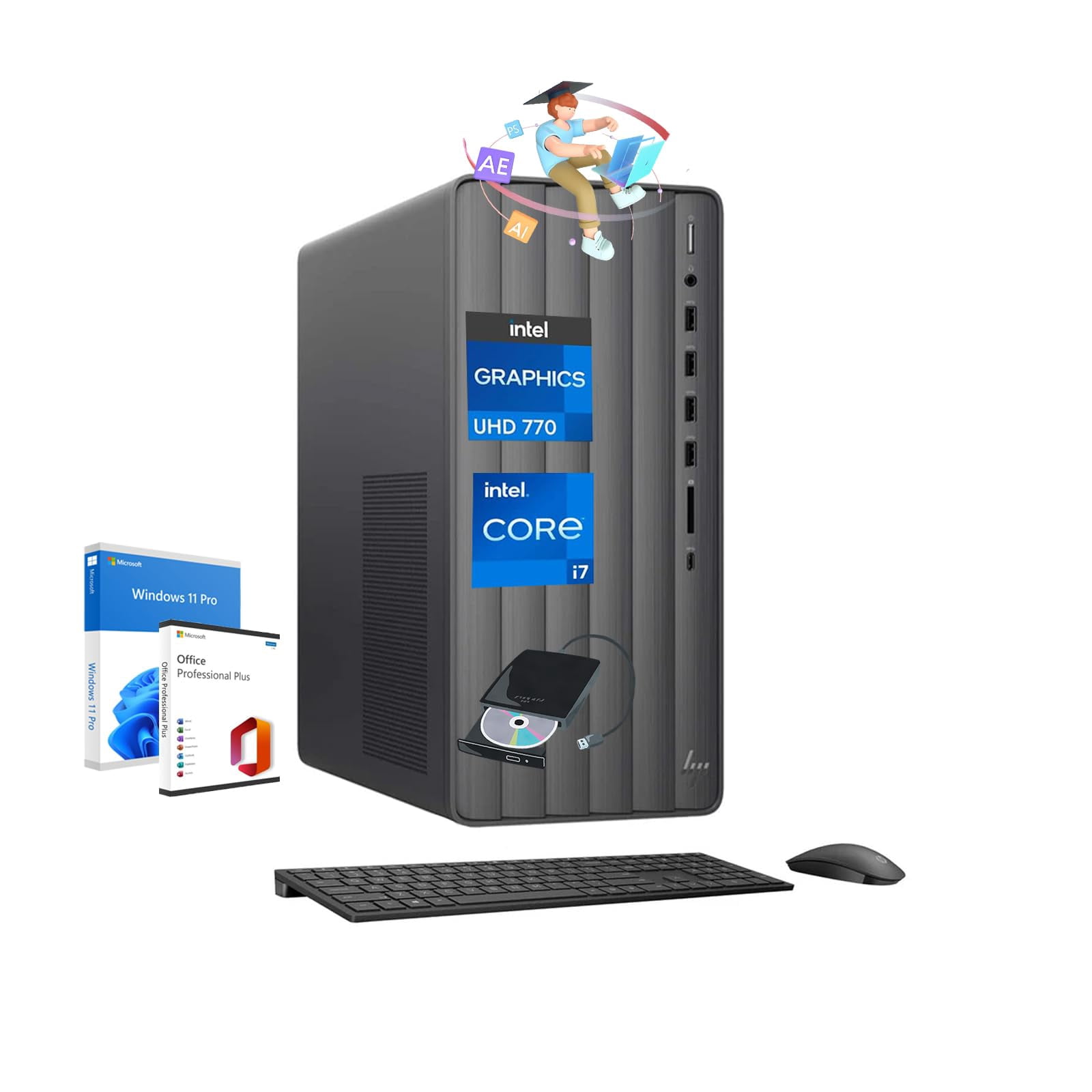 HP Envy Desktop PC Tower, Intel i7-14700(Up to 5.4GHz), Intel UHD ...