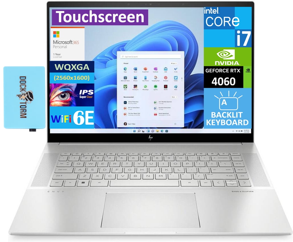 HP Envy HIGH PERFORMANCE Laptop 16.0in Touchscreen IPS WQXGA Display ...