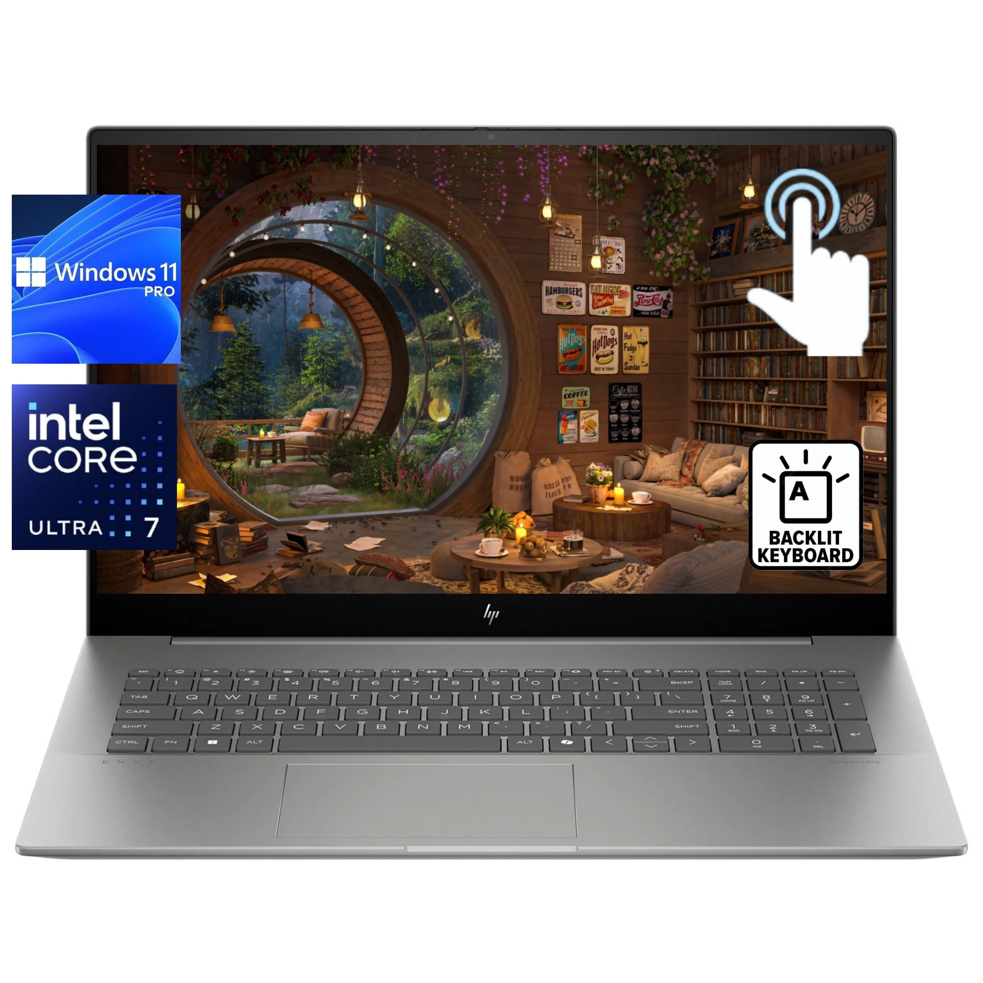 HP Envy Laptop Computer 17.3" FHD Touch Screen Intel Core Ultra 7 32 GB ...