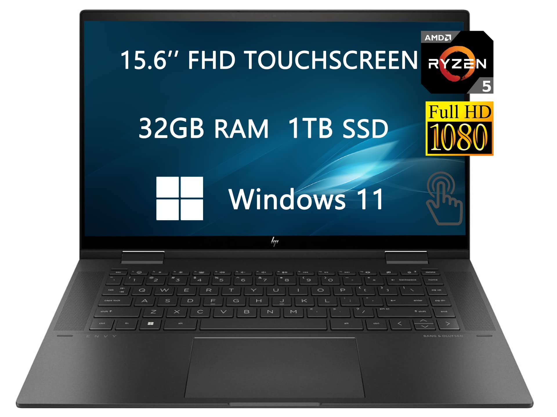 HP Envy x360 15 FHD 2-in-1, Touchscreen Laptop, 2023 Upgrade, AMD Ryzen ...