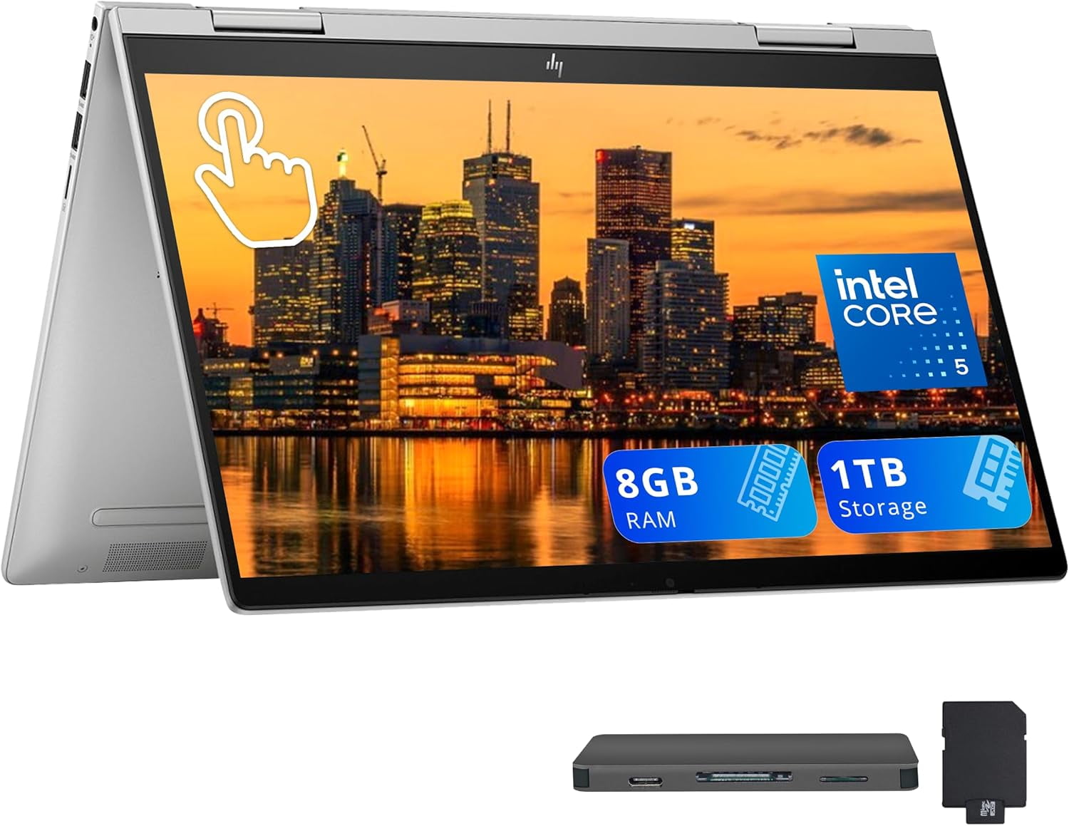 HP Envy x360 2-in-1 14" FHD IPS Touch Laptop, Intel 5 120U, 8GB RAM ...