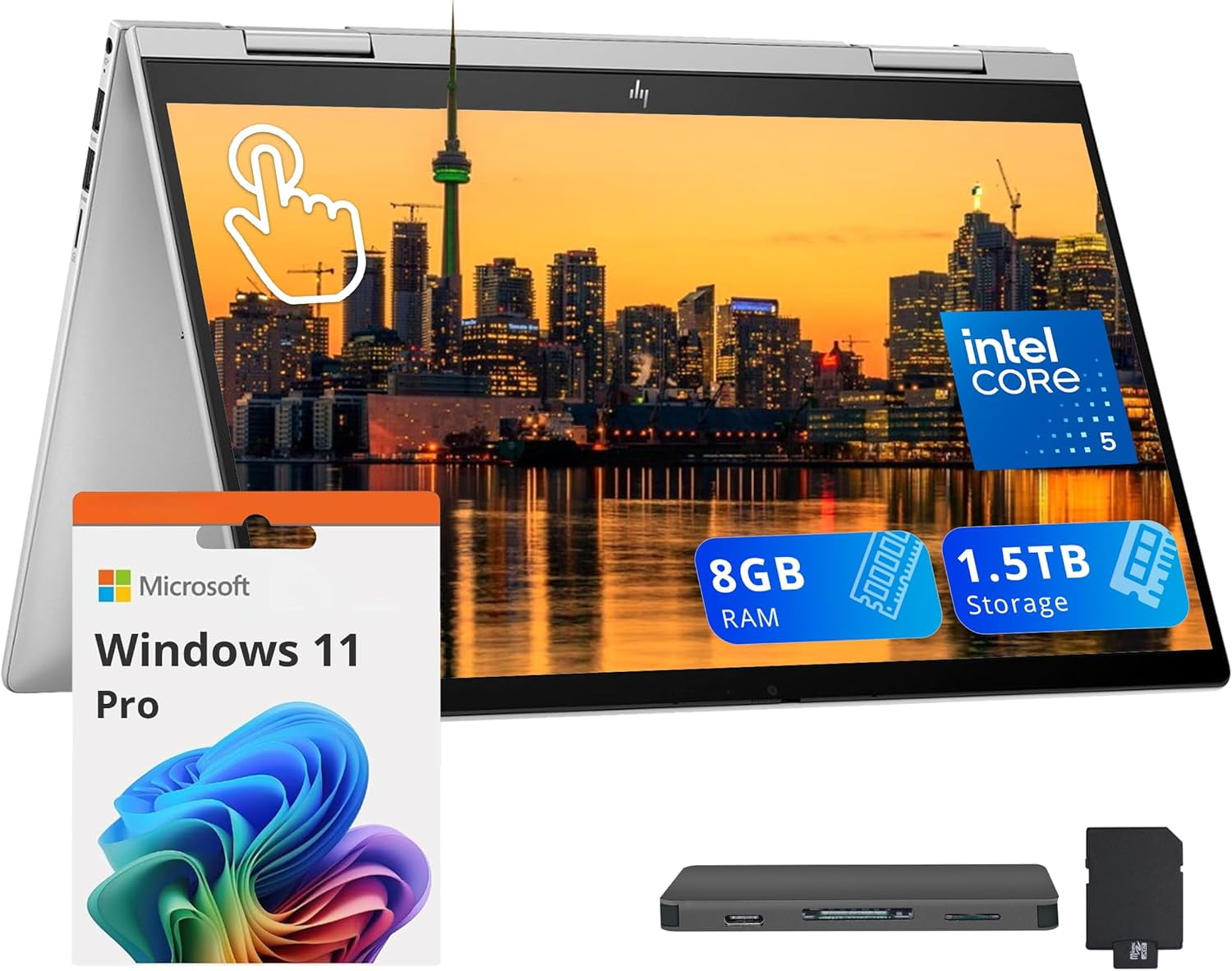 HP Envy x360 2-in-1 14" FHD Touch Laptop, Intel 5 120U, 8GB RAM, 1.5TB ...