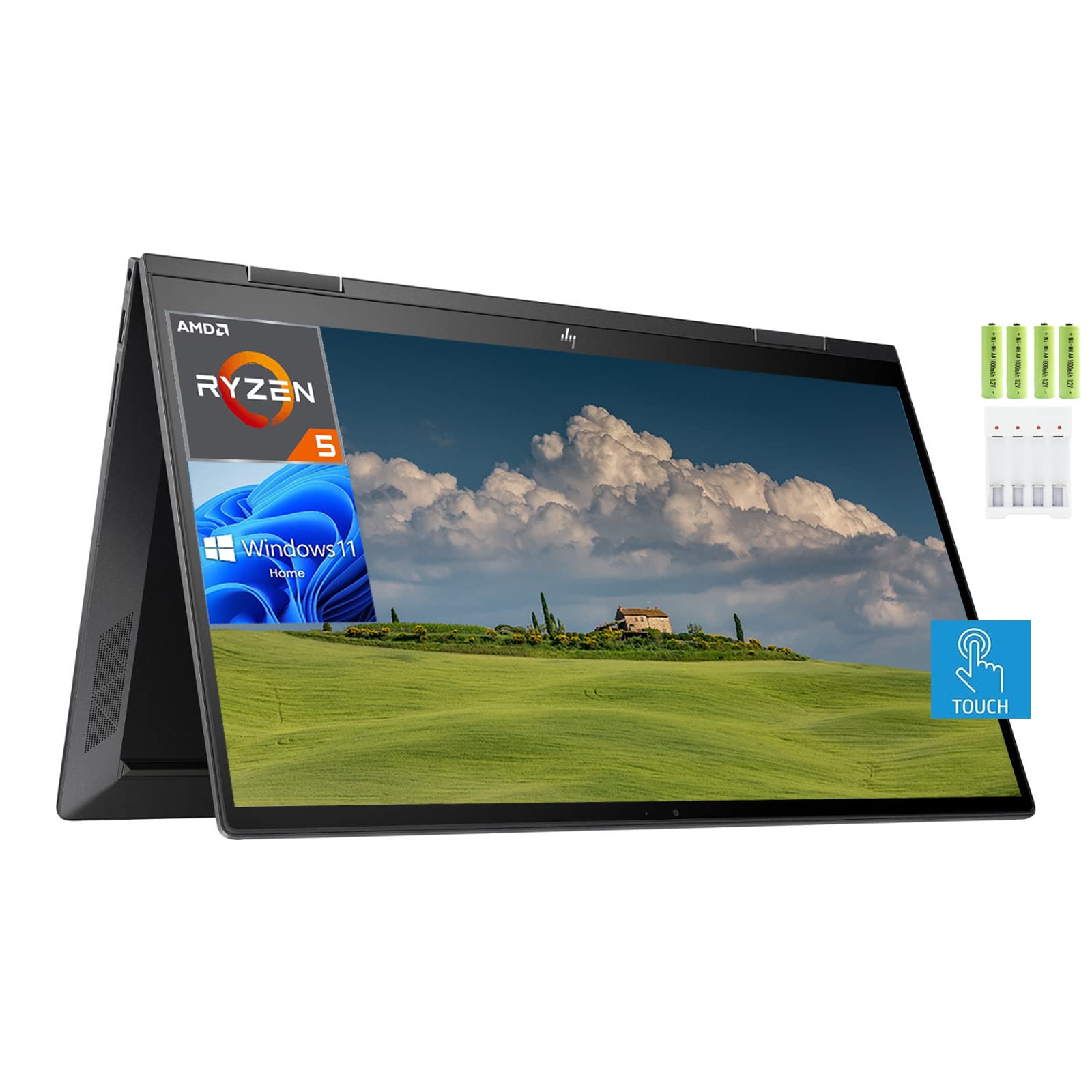 HP Envy x360 2-in-1 15.6" FHD Touchscreen Convertible Laptop Computer ...