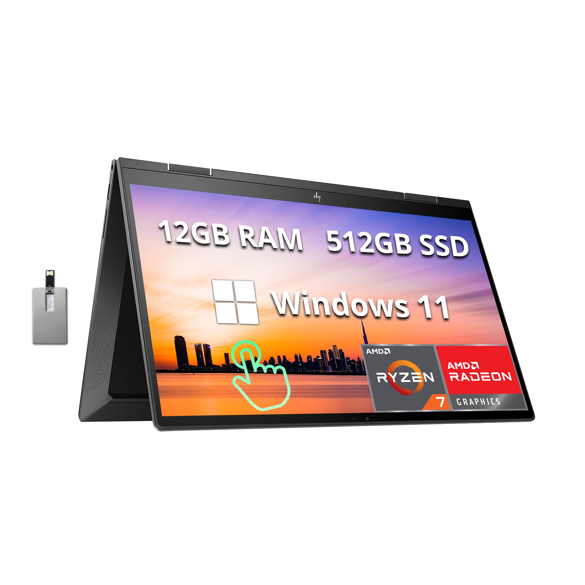 HP Envy x360 2-in-1 15.6" FHD Touchscreen Laptop, AMD Ryzen 7-5825U ...