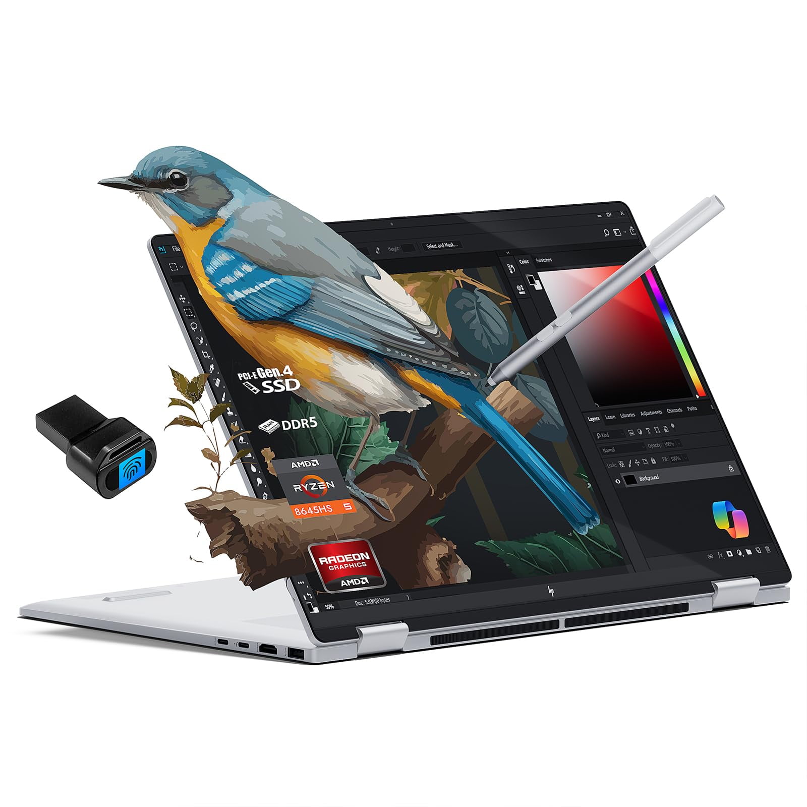 HP Envy x360 2-in-1 Laptop, 14" Touchscreen IPS WUXGA Display, AMD ...