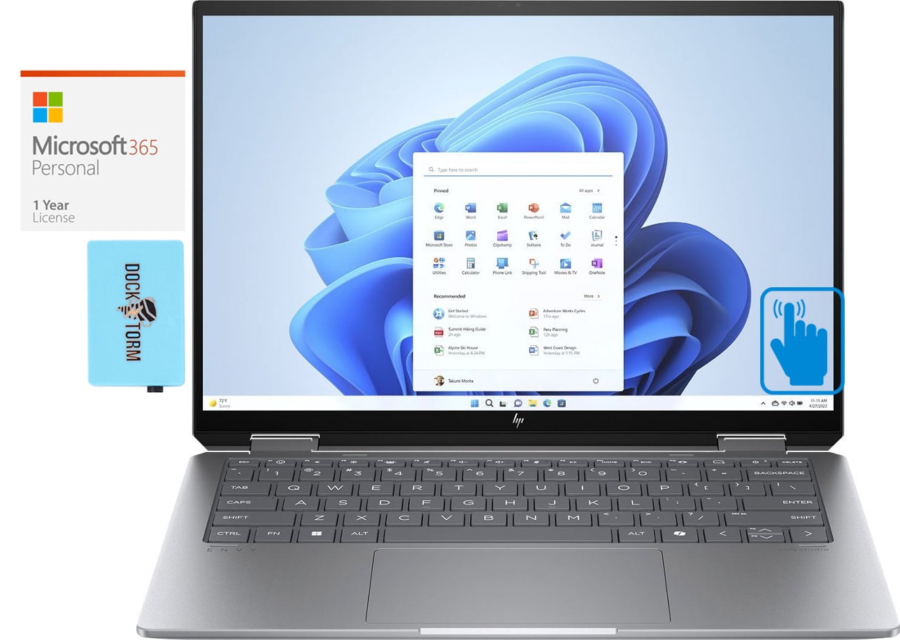 HP Envy x360 Home/Business 2-in-1 Laptop (Intel Ultra 7-155U 12-Core ...