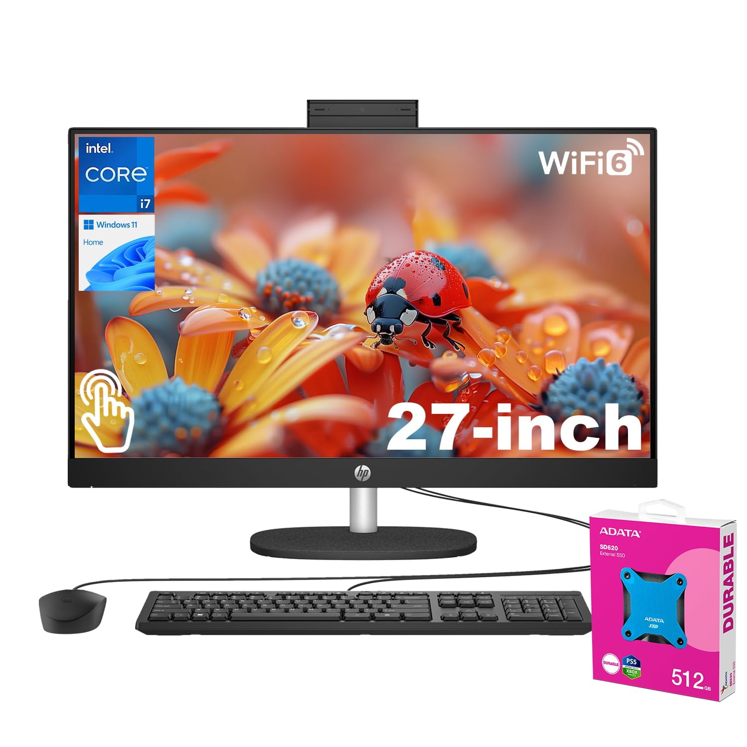 HP Essential All-in-One Desktop | 27" FHD Touchscreen | Intel Core i7 ...