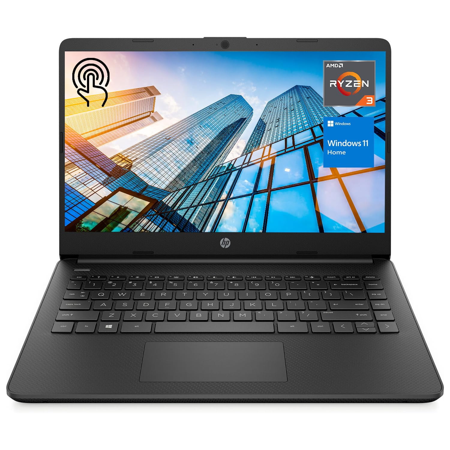 HP Essential Laptop, 14" HD Touchscreen, AMD Ryzen 3 5300U, 32GB RAM, 1TB SSD, Webcam, HDMI, Wi ...
