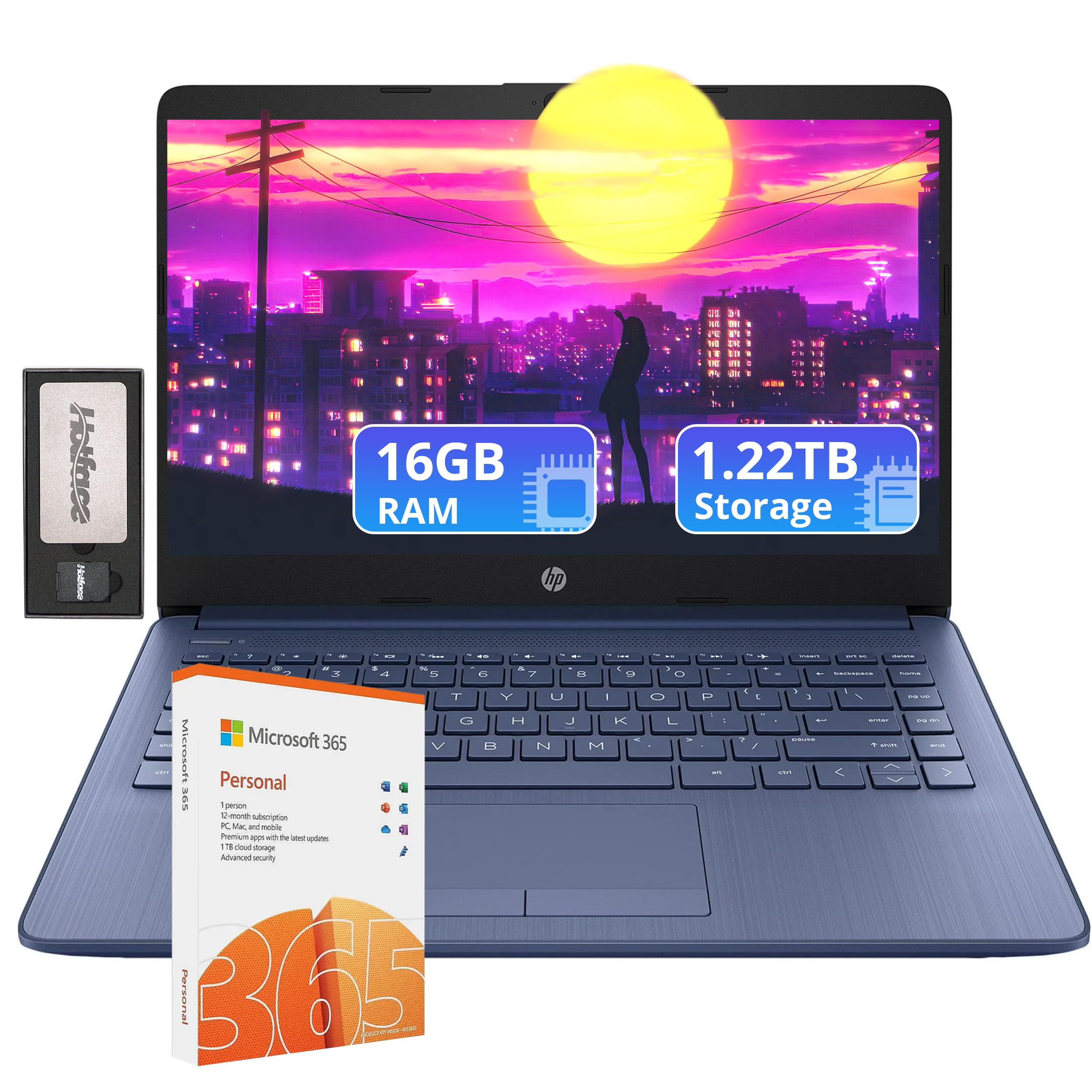 HP Flagship 14" HD Laptop with 1 Year Office 365 | 16GB RAM | 1.22TB ...