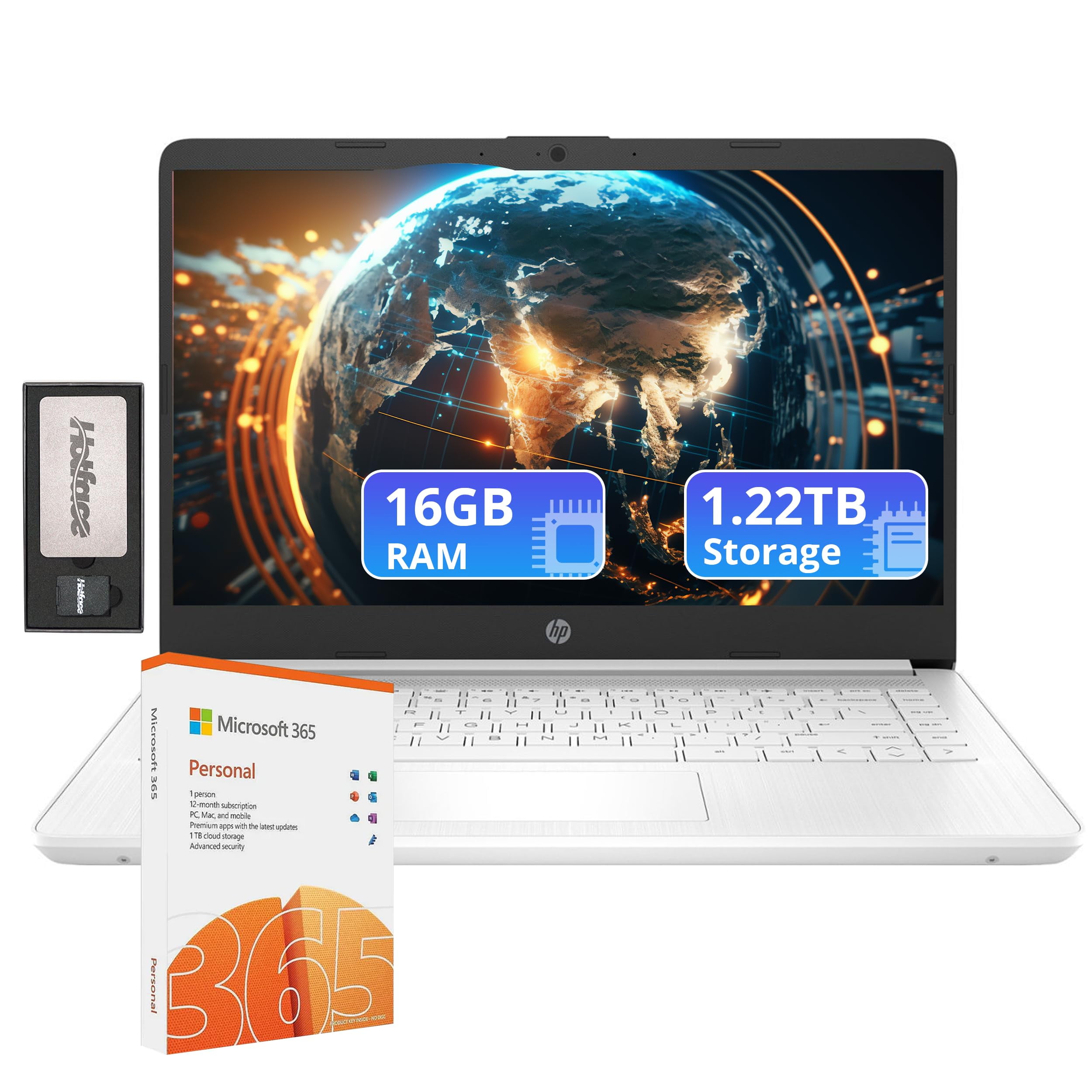 HP Flagship 14" HD Laptop with 1 Year Office 365 | 16GB RAM | 1.22TB ...