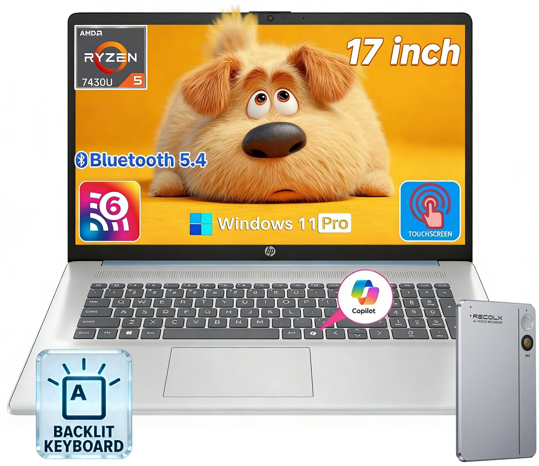 HP Flagship 17 Touchscreen Laptop Computer - 17.3" Anti-Glare HD+ ...