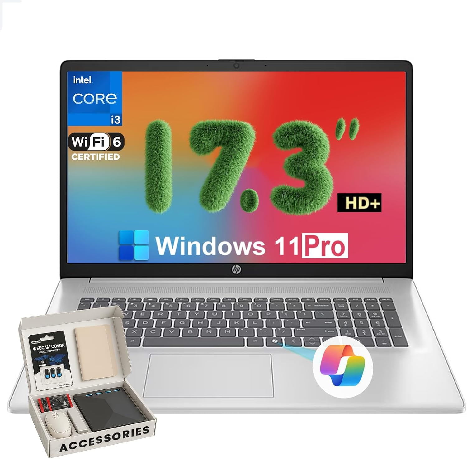 HP Flagship 17 inch Laptop Computer, 17.3" HD+ 250 Nits IPS Anti-Glare ...