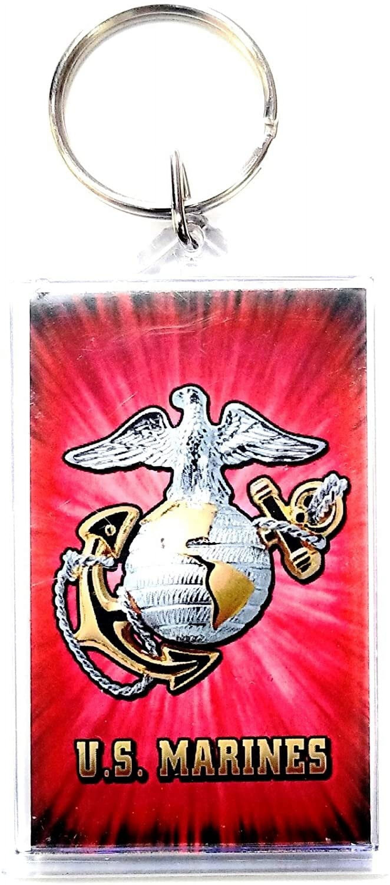 HP Industries Marines 2x3 Acrylic Keychain w/1" Keyring Decal Logo ...