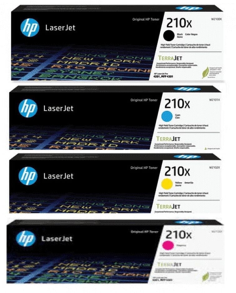 HP 210X High Yield Toner Set, Black, Cyan, Yellow, Magenta, Original ...