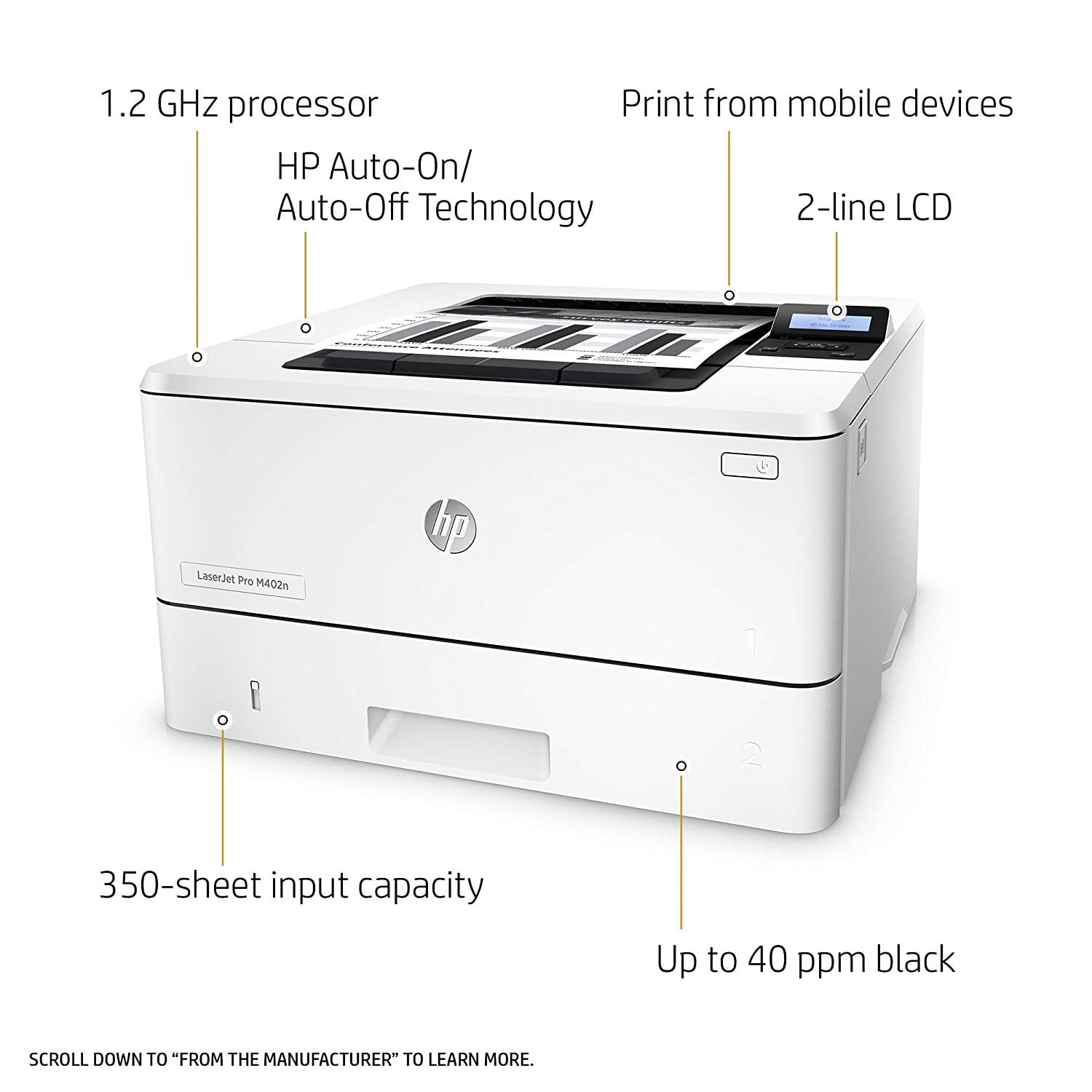 HP LaserJet Pro M402n(C5F93A) Laser Printer with Built-in Ethernet ...