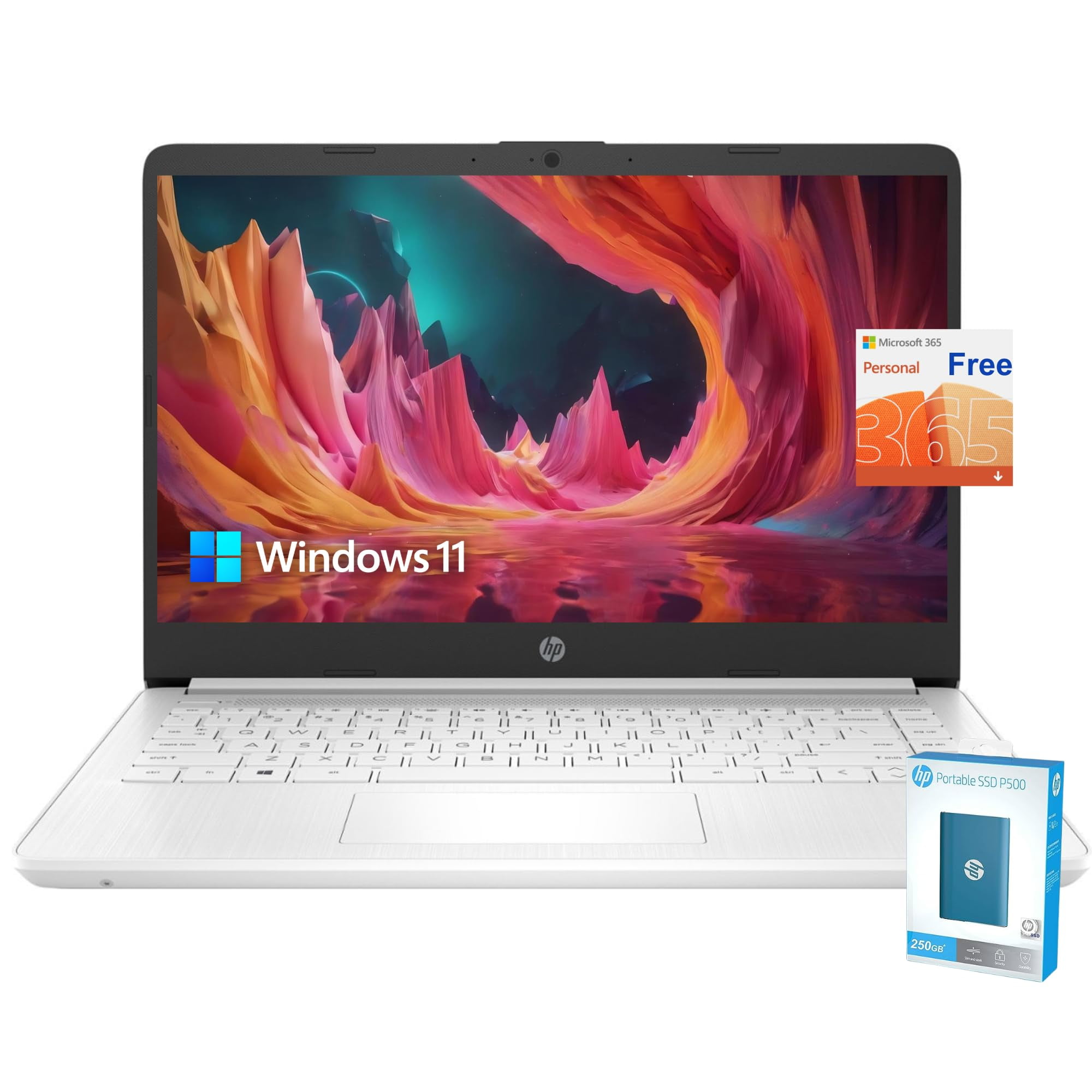 HP Latest Stream 14" HD Laptop, Intel Celeron Processor, 16GB Memory ...
