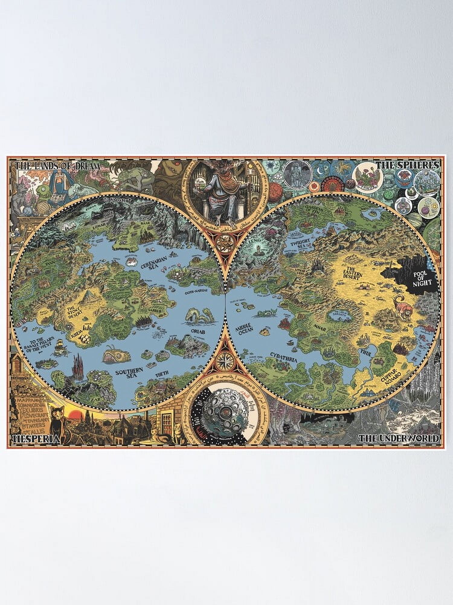 HP Lovecraft Dreamland Map Poster - Walmart.com