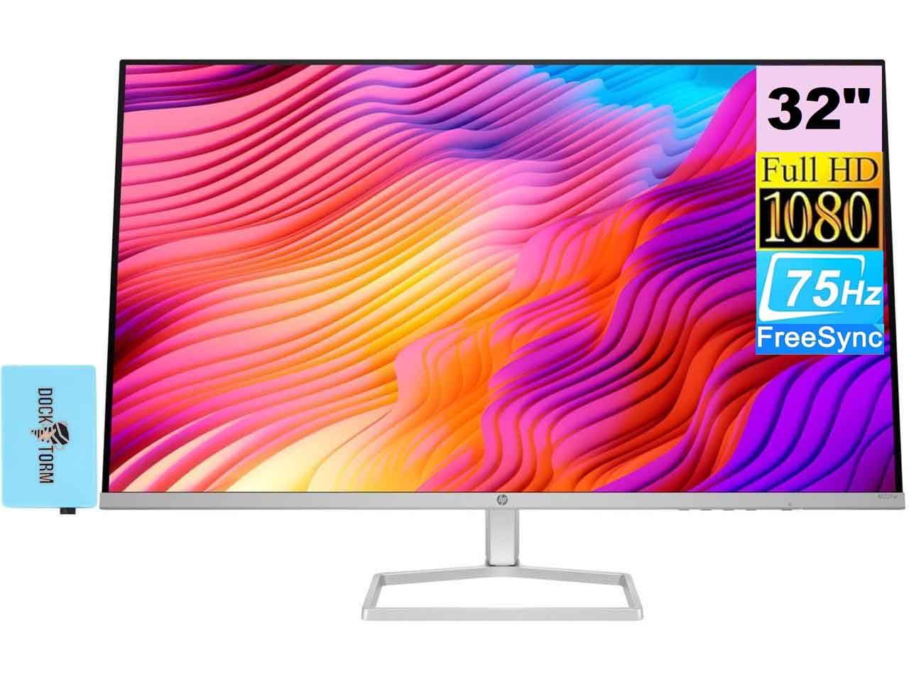 HP 32" 1080P FreeSync Computer Monitor, Whitehead and Silver Stand ...