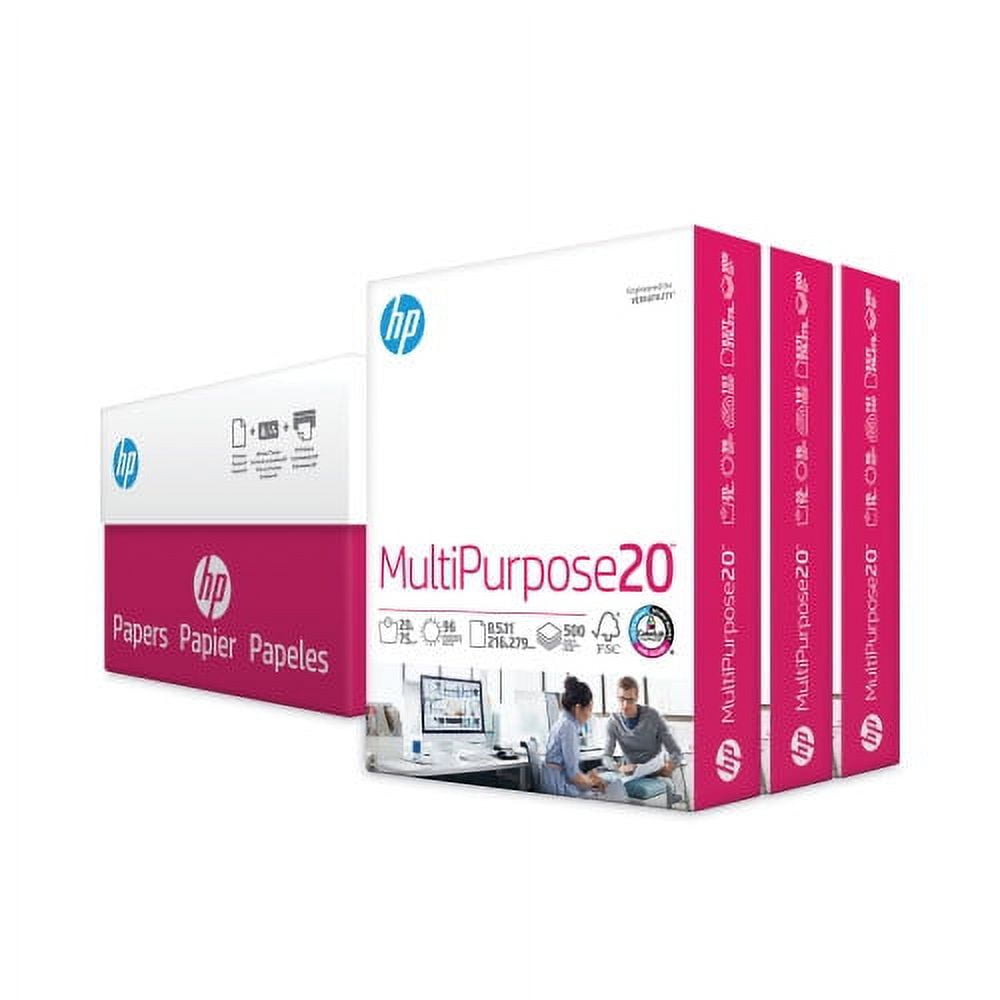 HP MultiPurpose20 Paper, 96 Bright, 20 lb Bond Weight, 8.5 x 11, White ...