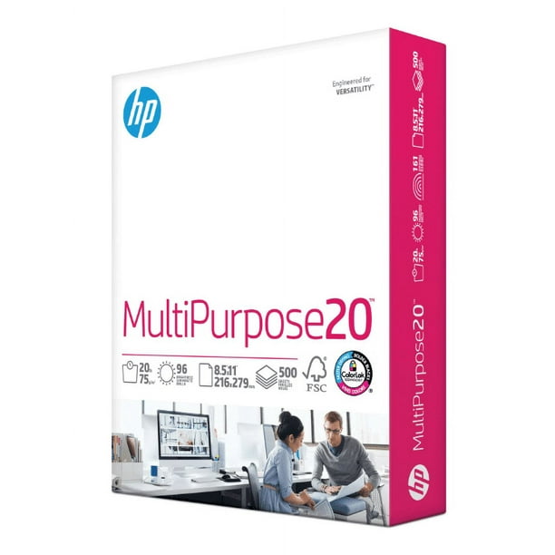 HP Multipurpose20, 20lb, 8.5x 11, White, 1 Ream (500 Sheets) - Walmart ...