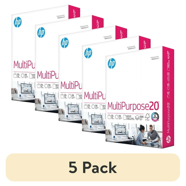 (5 pack) HP Multipurpose Paper | 500 Sheets | Letter | 8.5 x 11 in ...
