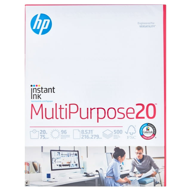 HP Multipurpose20, 20lb, 8.5x 11, White, 500 Sheets - Walmart.com