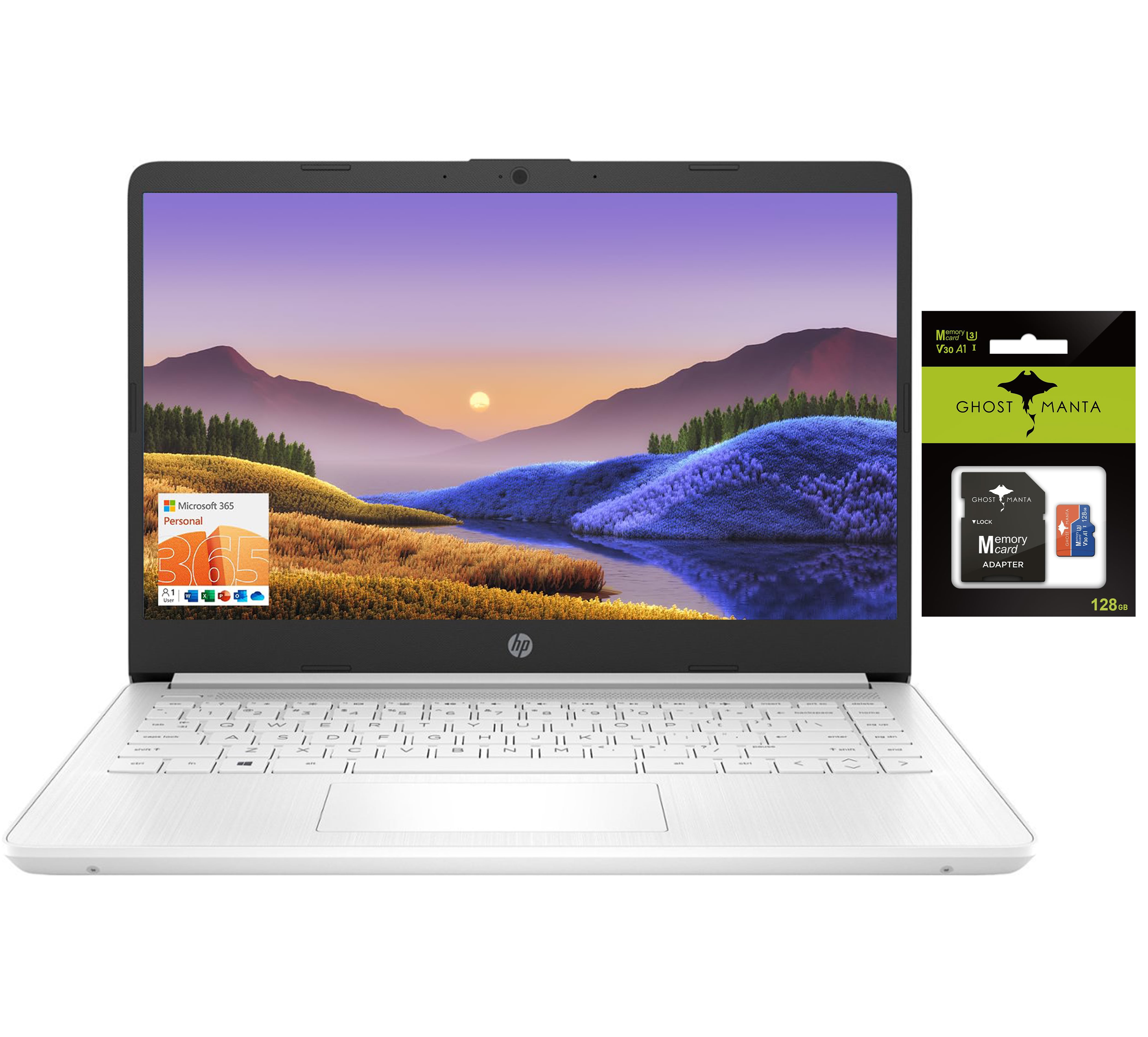 "HP Light-Weight 14"" HD Laptop, Intel Quad-Core N4120, 16GB RAM, 192GB ...
