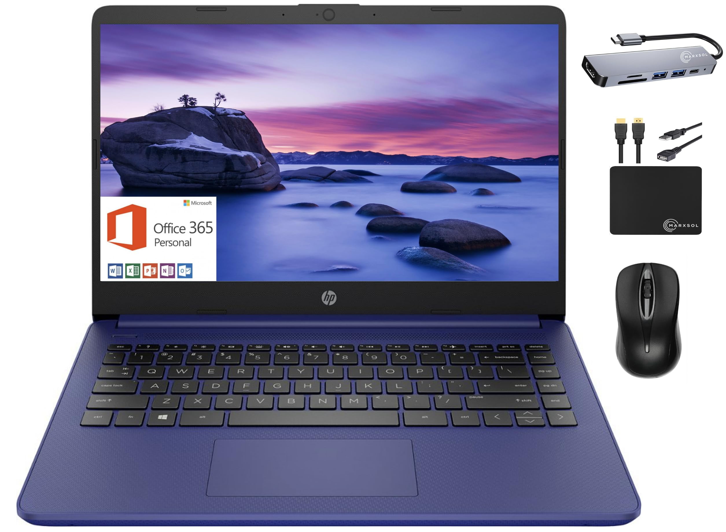 HP Newest 14" HD Portable Laptop Student Business, Quad-Core Intel ...