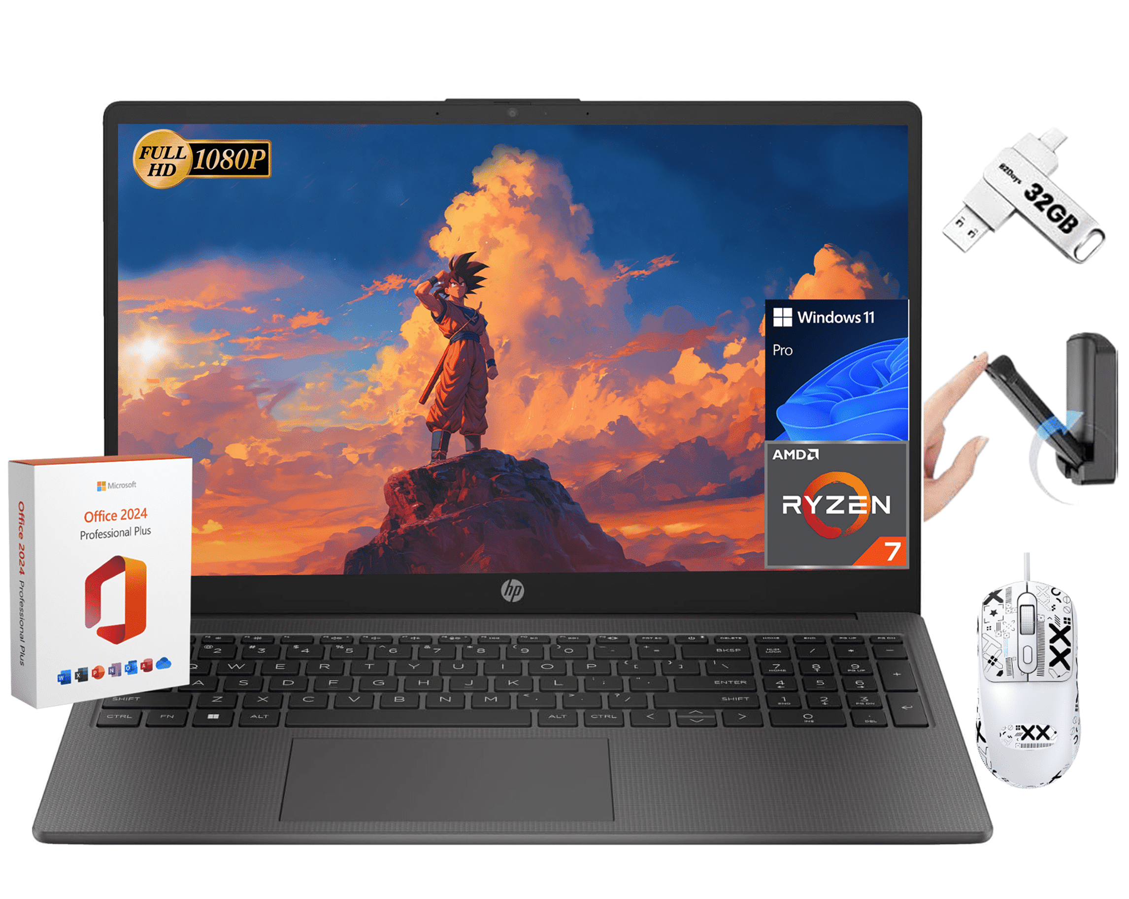 HP Newest 255 G10 15.6" FHD Business Laptop, AMD Ryzen 7 7730U, 32GB ...