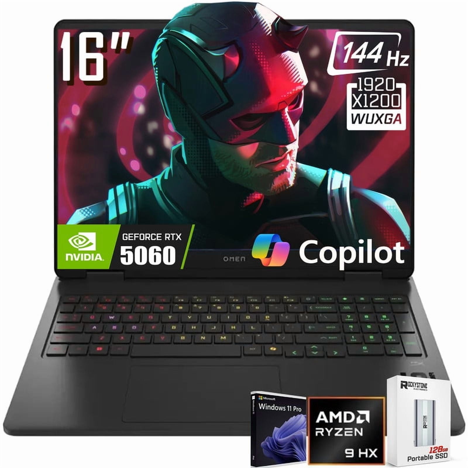 HP OMEN 16 Gaming Laptop, 16" 1920 x 1200 144Hz LED Display, AMD Ryzen ...