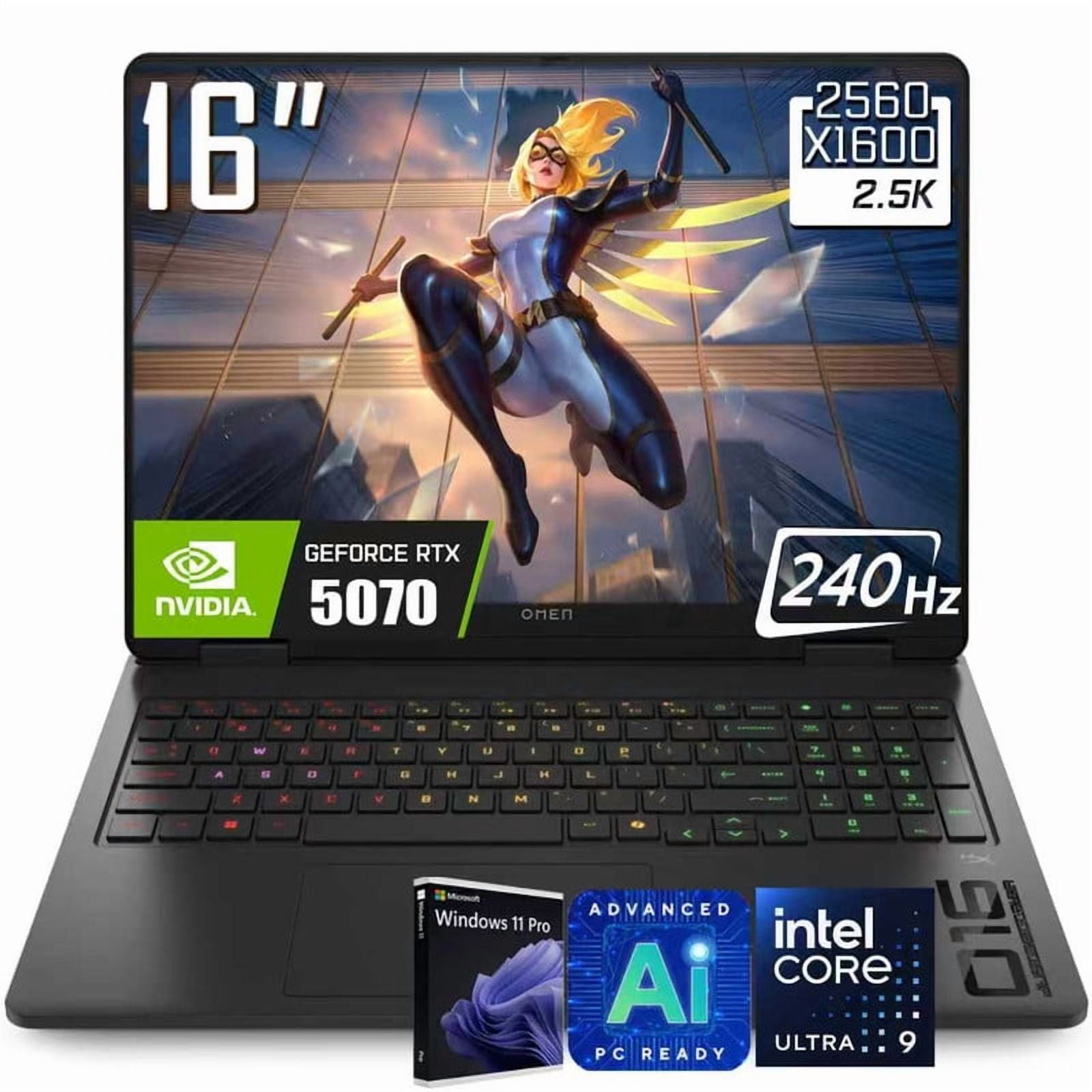 HP OMEN 16 Gaming Laptop, 16" 2560 x 1600 240Hz IPS Display, Intel Core ...