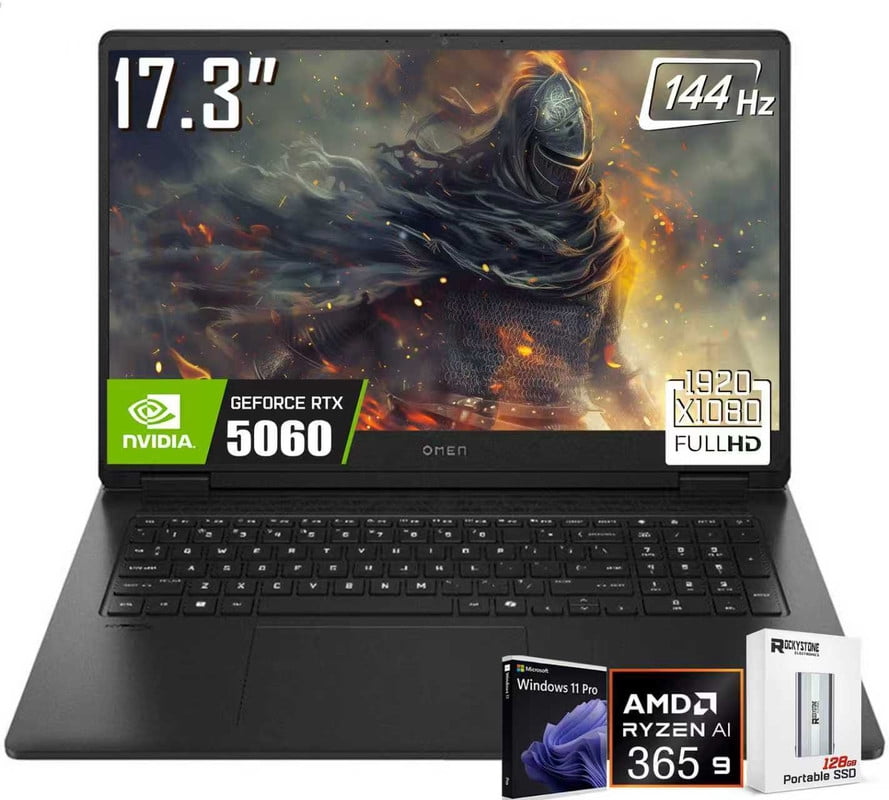 HP OMEN 17 Gaming Laptop, 17.3" 1920 x 1080 144Hz FHD Display, AMD ...