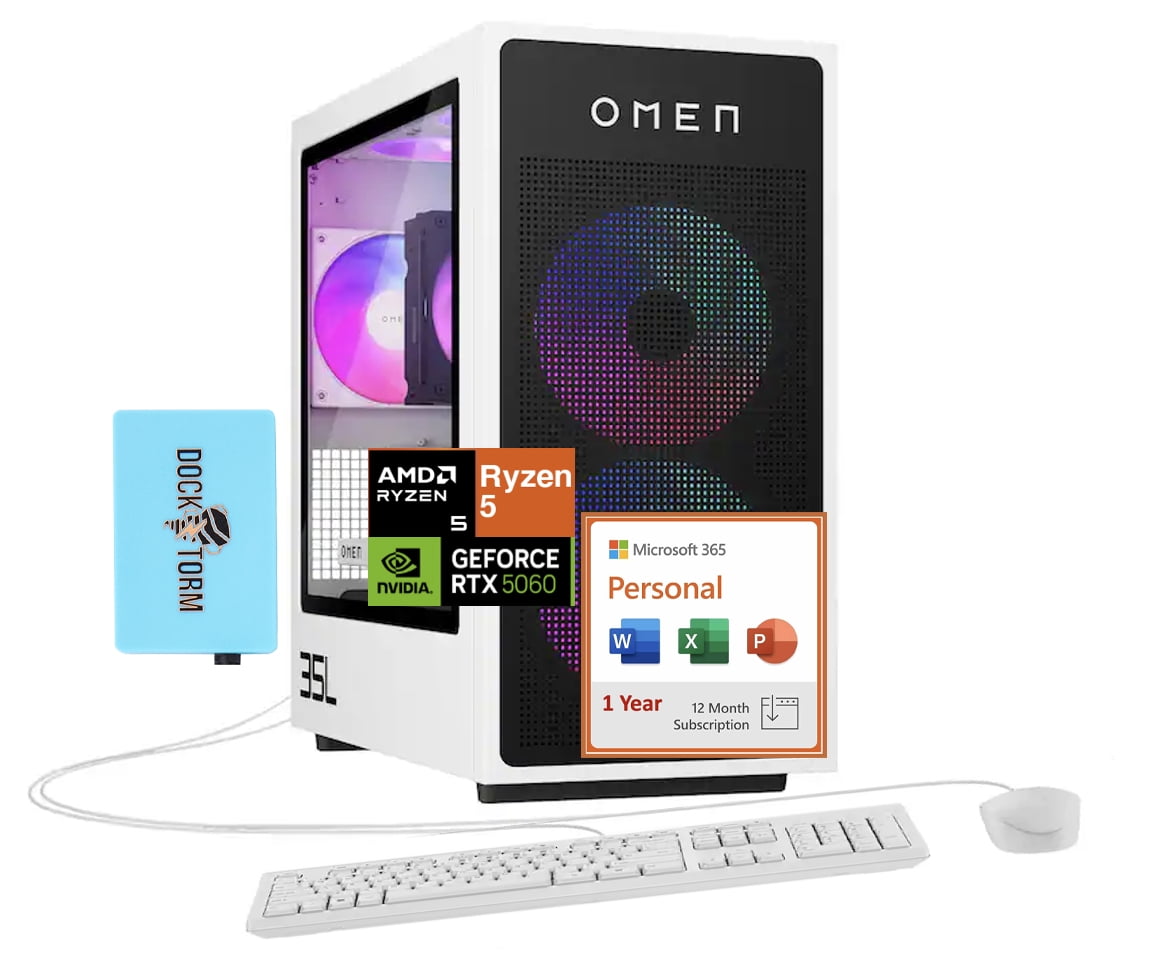 HP OMEN 35L AI Gaming Desktop PC (AMD Ryzen 5 8400F, GeForce RTX 5060 ...