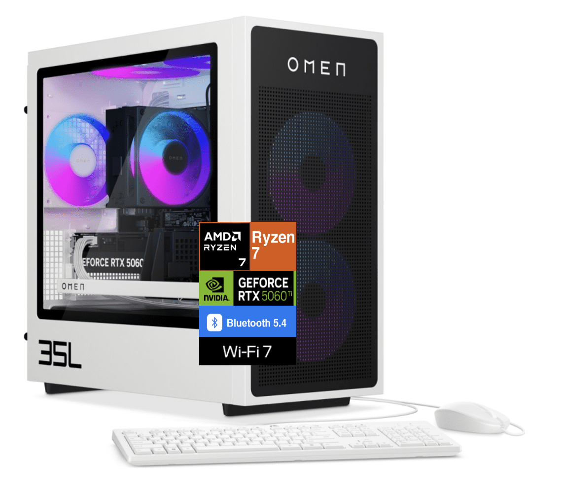 HP OMEN 35L AI Gaming Desktop PC (AMD Ryzen 7 8700F, GeForce RTX 5060 ...