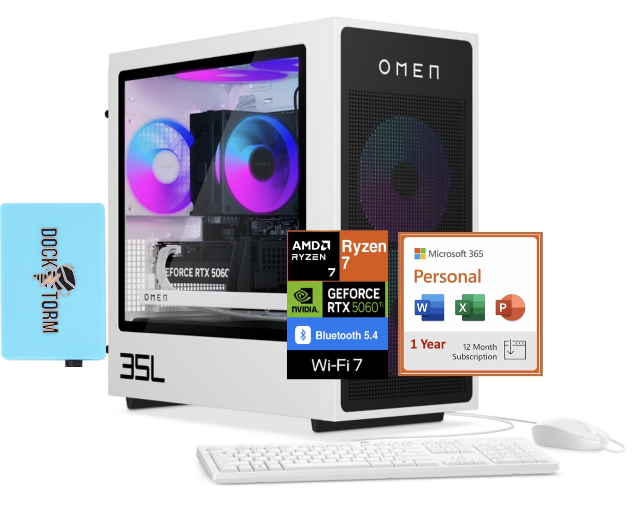 HP OMEN 35L AI Gaming Desktop PC (AMD Ryzen 7 8700F, GeForce RTX 5060 ...