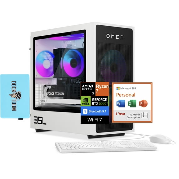 HP OMEN 35L AI Gaming Desktop PC (AMD Ryzen 7 8700F, GeForce RTX 5060 ...