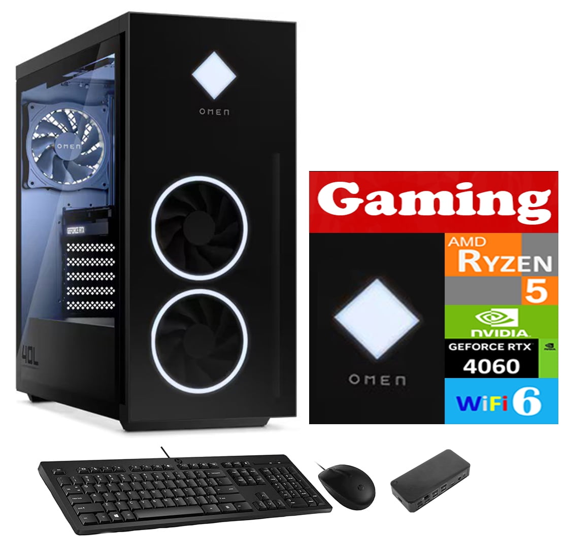 HP OMEN 40L Desktop PC (AMD Ryzen 5 7600, GeForce RTX 4060 8GB GDDR6 ...