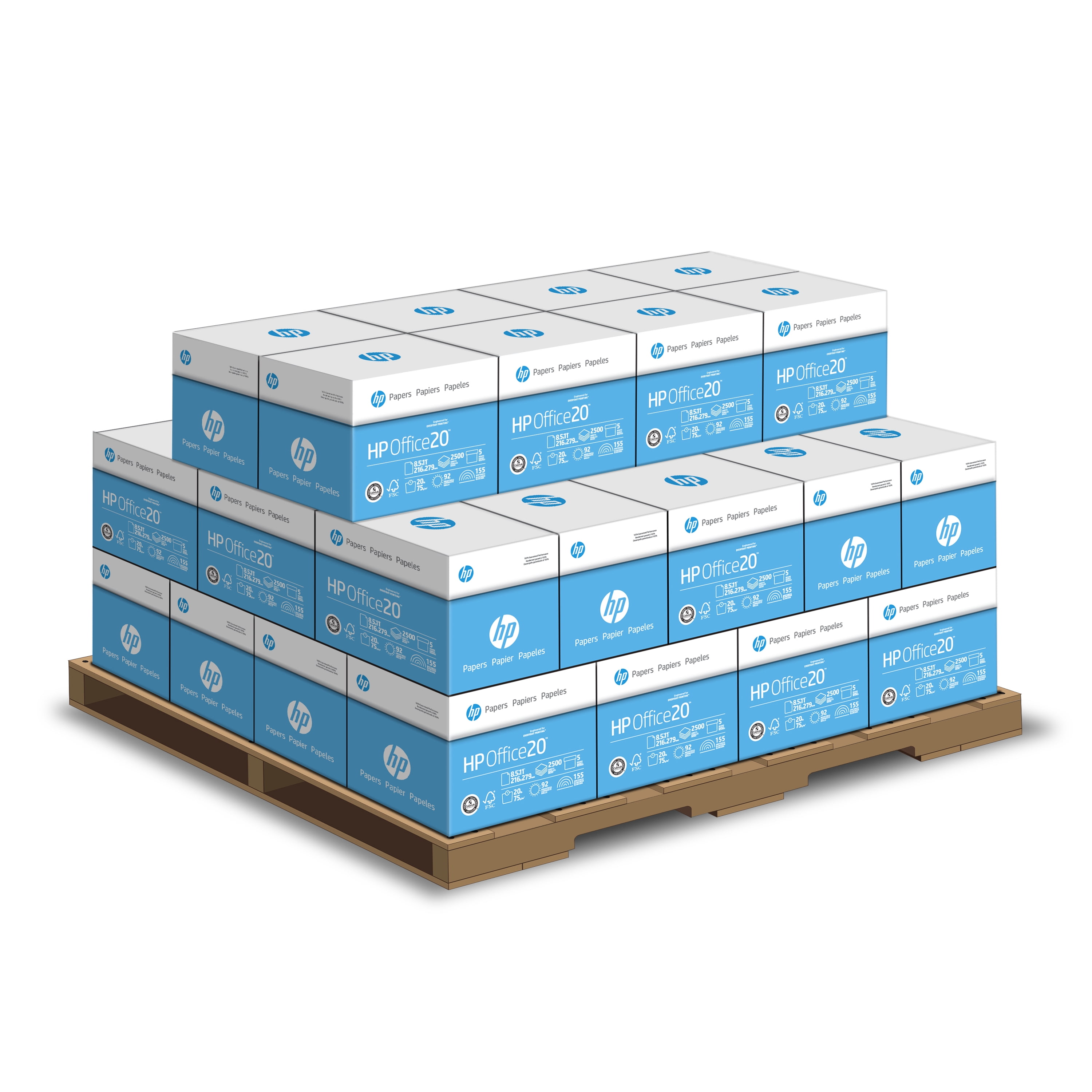 HP Office White Printer Paper, 8.5 x 11 - Half Pallet, 40 Cases, 200 ...
