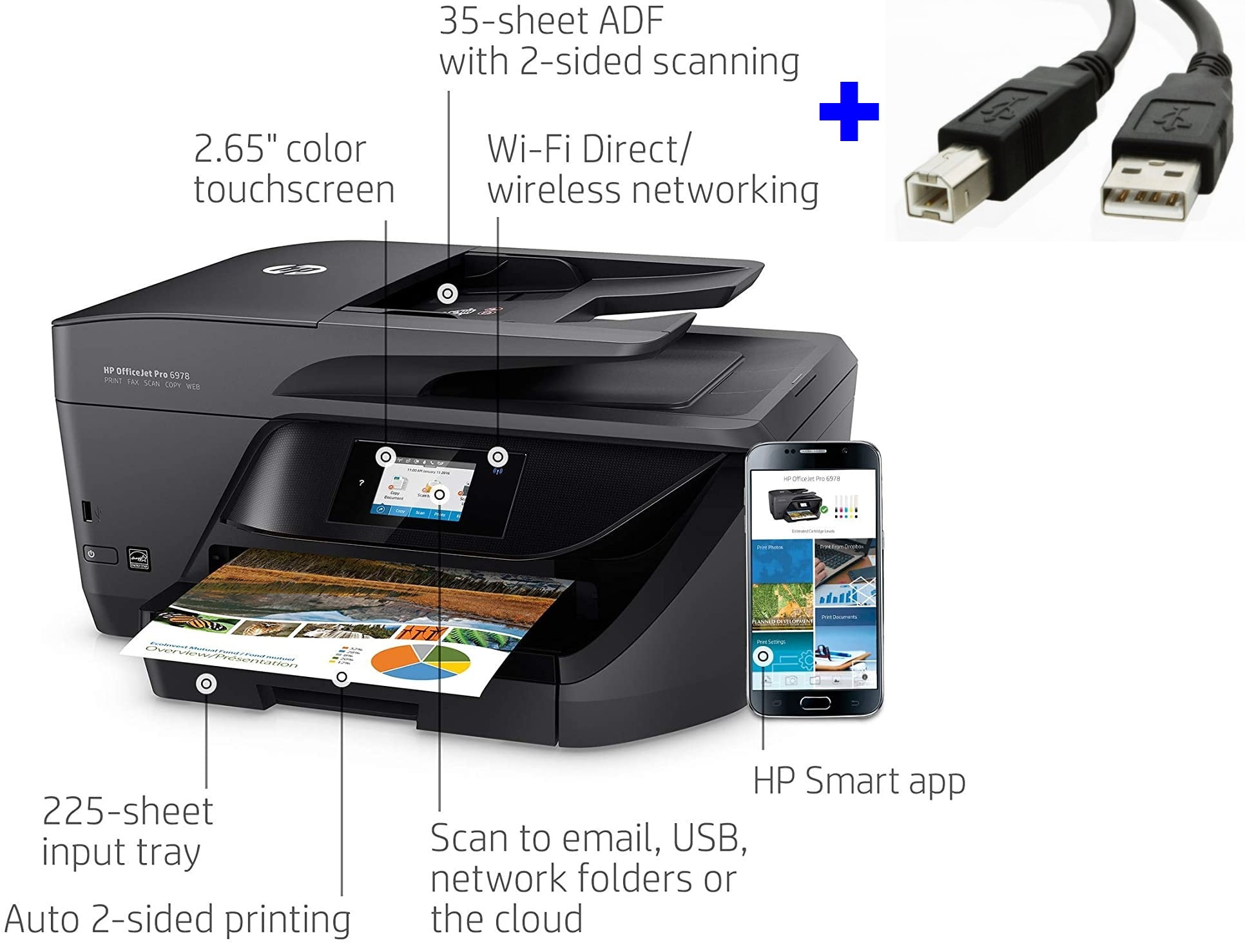 HP Officejet Pro 6978 All-in-One Wireless Color Printer with Fax ...