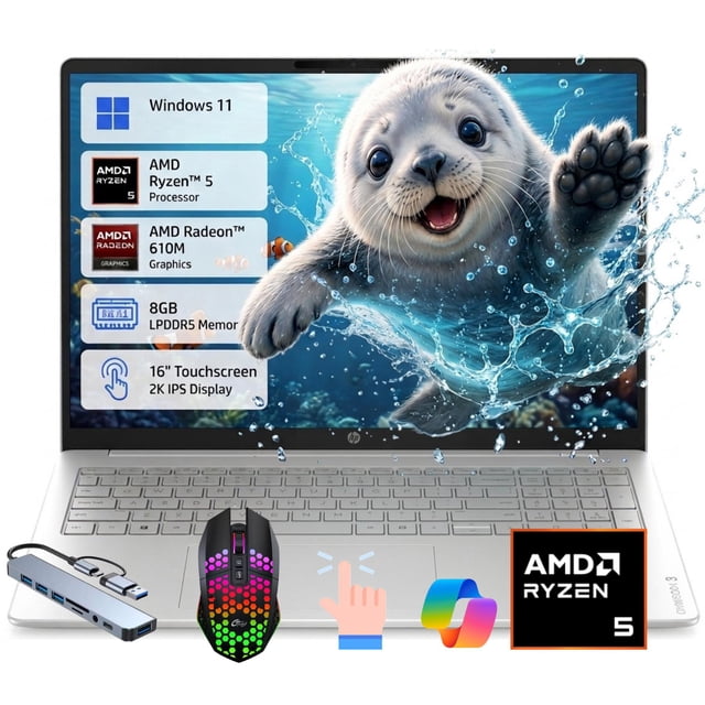 HP OmniBook 3 16 inch Laptop Next Gen AI PC 2K IPS Touchscreen Windows ...