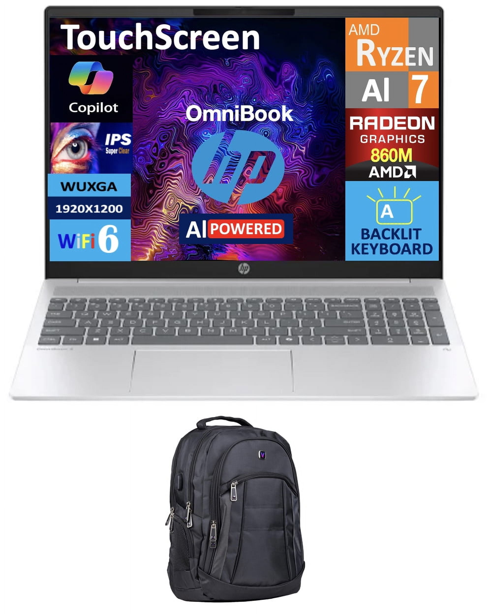 HP OmniBook 5 AI Powered Laptop 16.0in Touchscreen IPS WUXGA Display ...