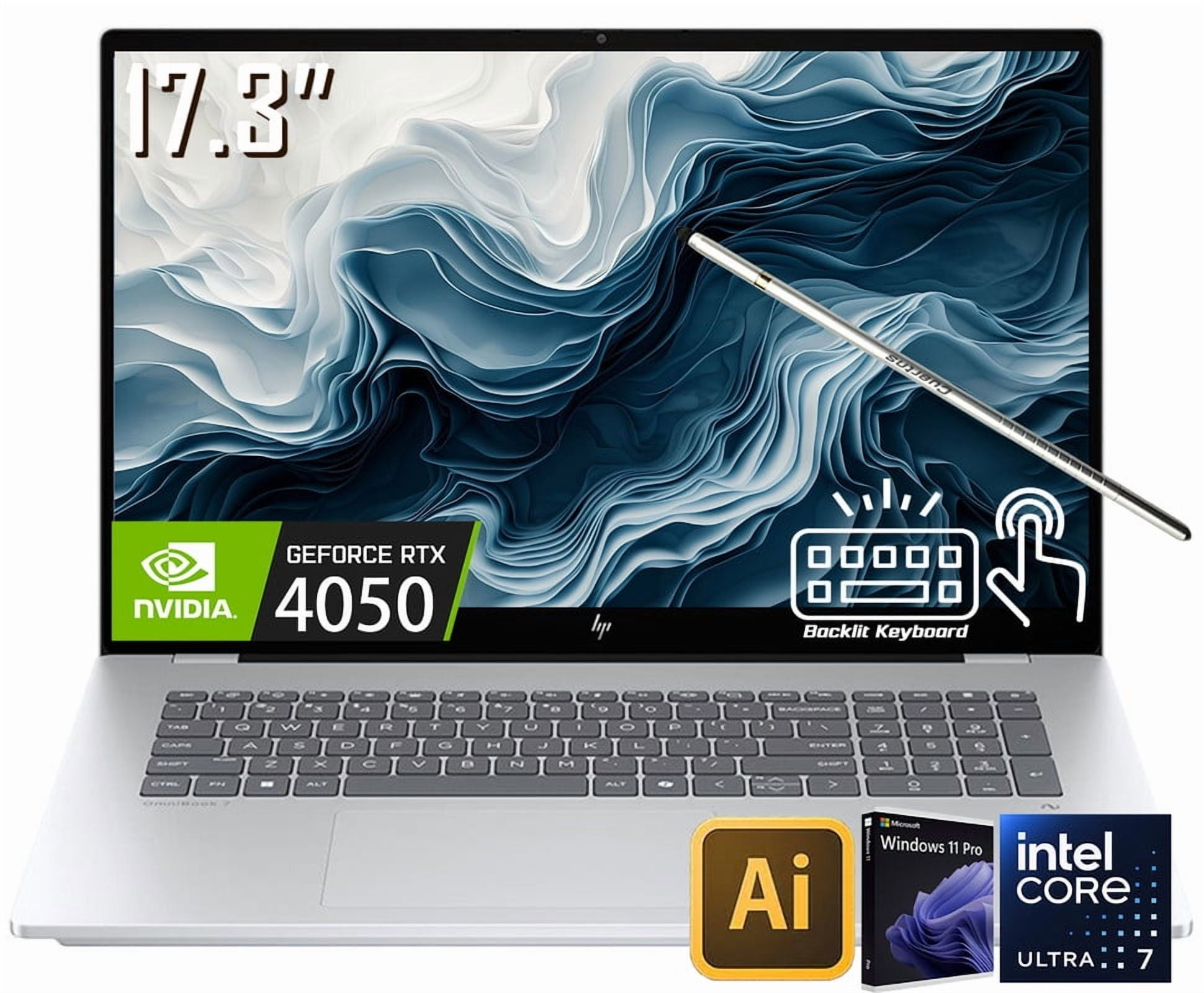 HP OmniBook 7 Copilot+ AI Gaming Laptop, 17.3" 1920 x 1080 IPS FHD ...