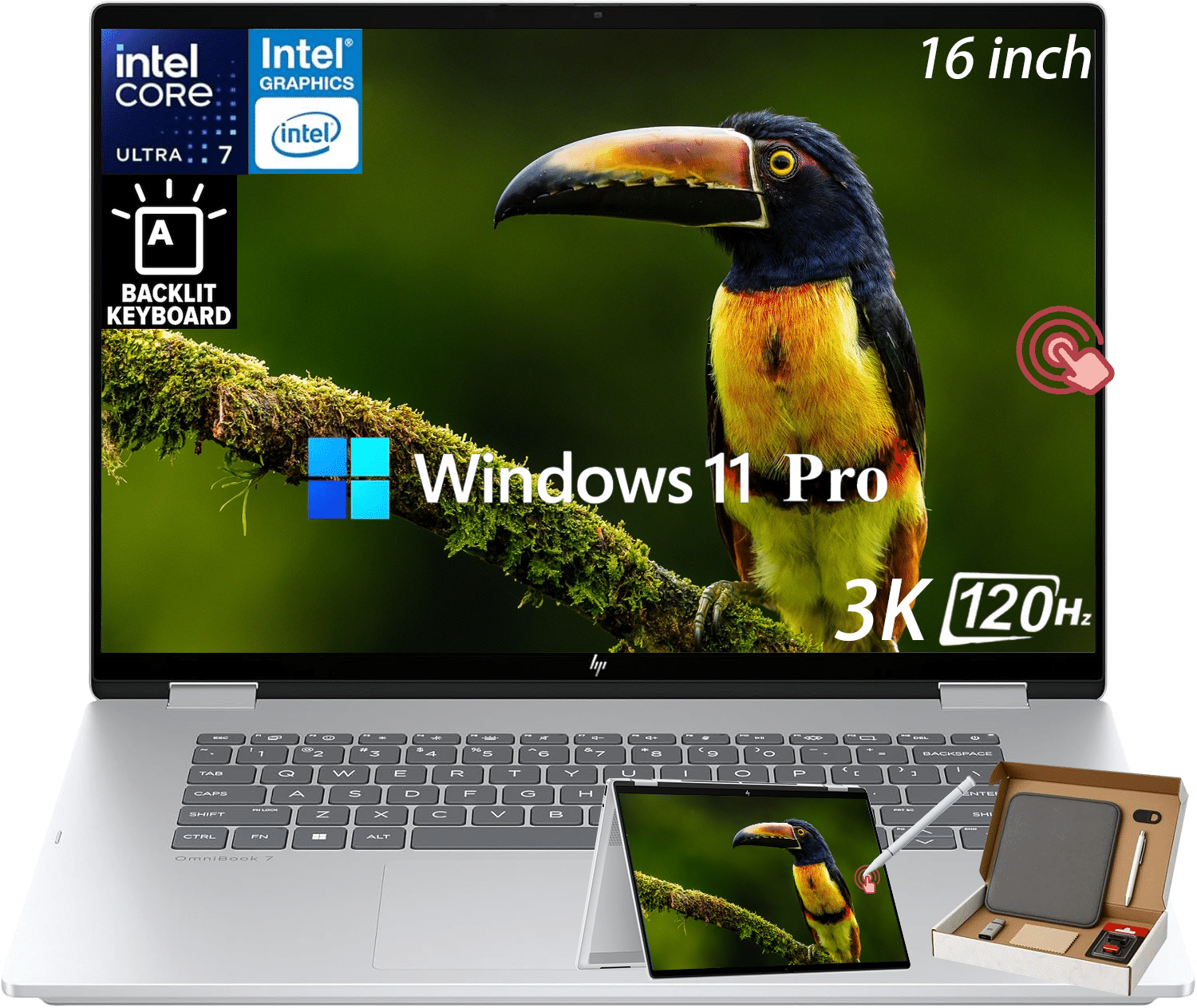 HP OmniBook 7 Flip 16" 2-in-1 Copilot+ AI PC Laptop, 3K OLED Touch ...