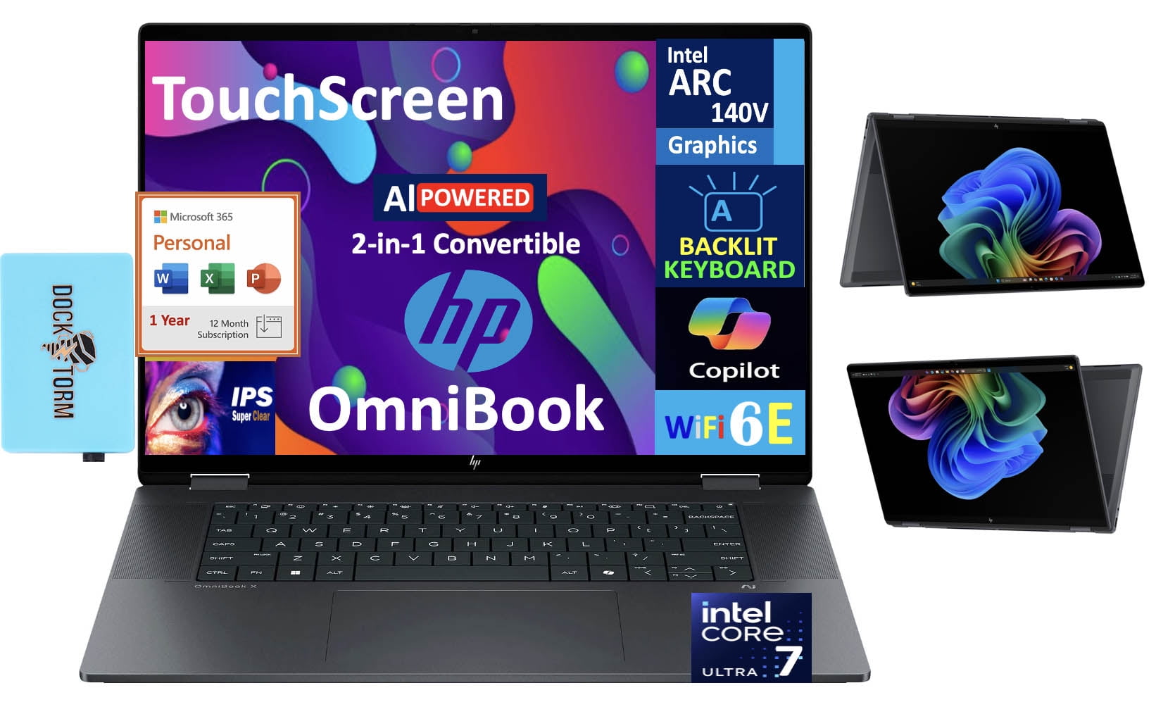 HP OmniBook AI Powered 2-in-1 Laptop 16.0in Touchscreen IPS WUXGA ...