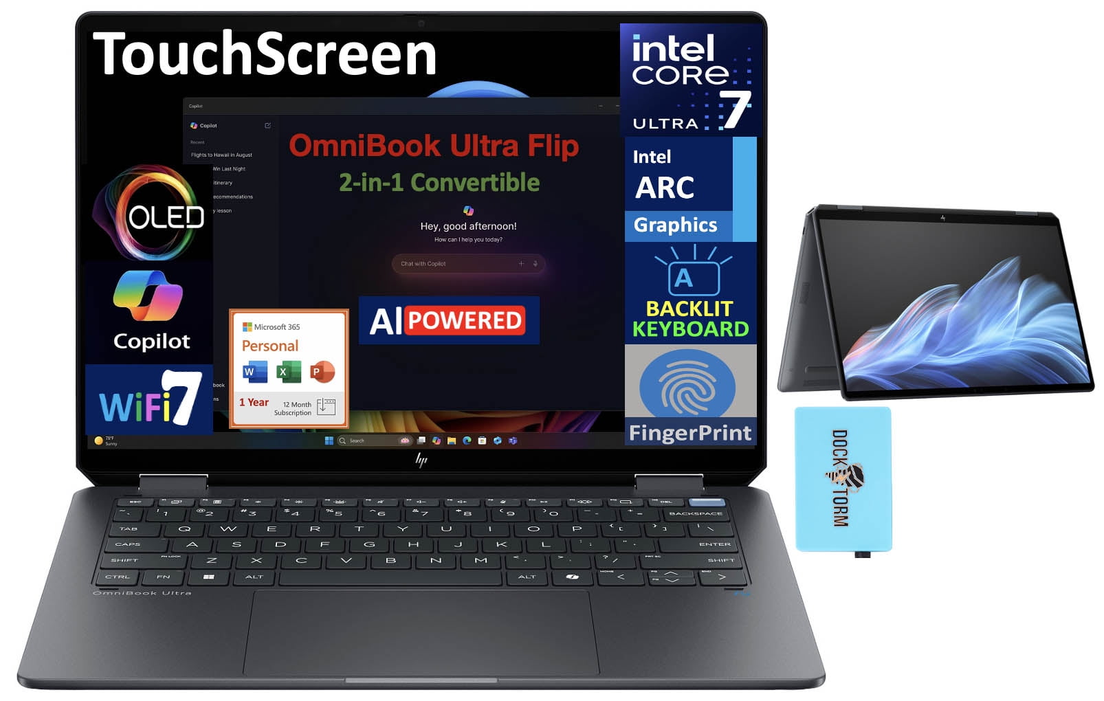 HP OmniBook Ultra Flip AI Powered 2-in-1 Laptop 14.0in Touchscreen OLED ...