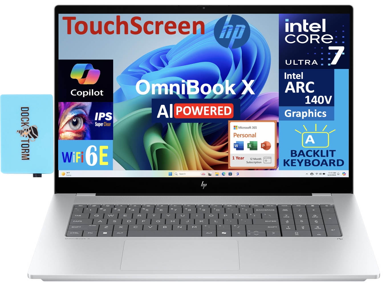 HP OmniBook X AI Powered Laptop 17.3in Touchscreen IPS FHD Display ...