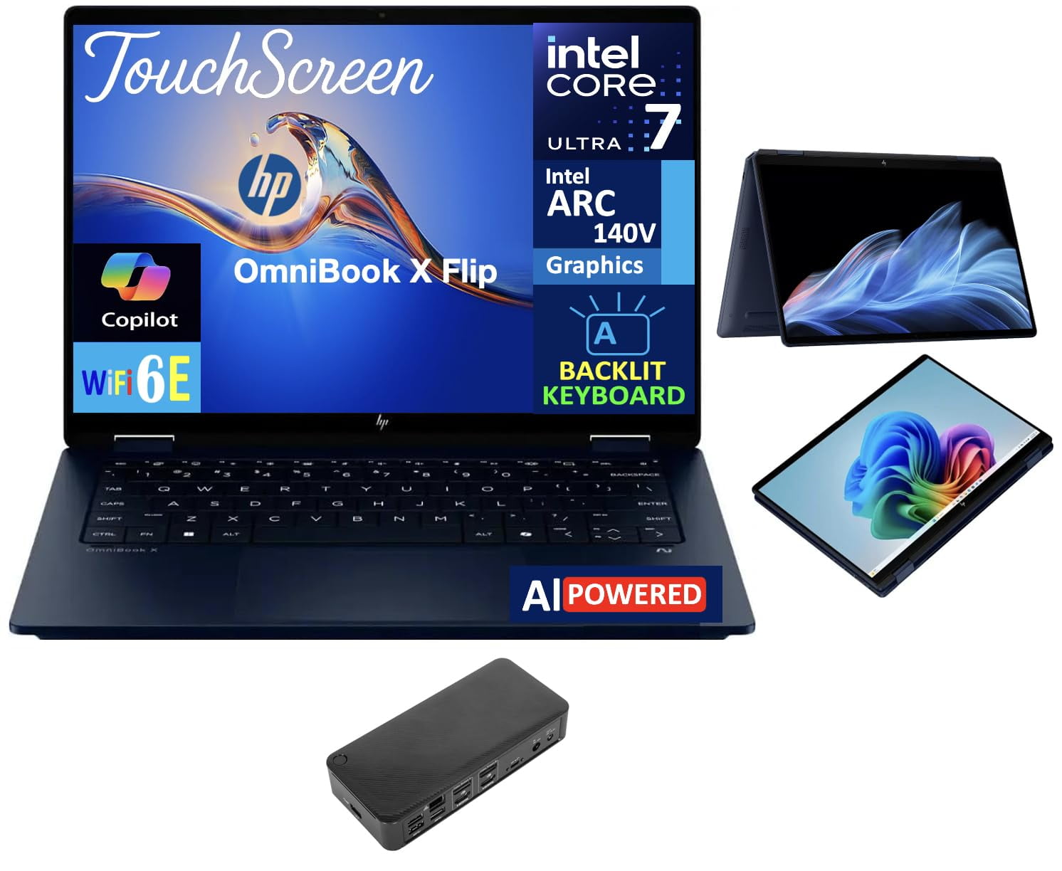 HP OmniBook X Flip 2-in-1 AI PC 2-in-1 Laptop 14.0" Touchscreen IPS WUXGA Display (Intel Ultra 7 ...